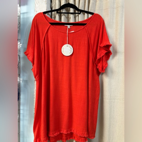 Umgee | Tops | Nwt Umgee Linen Ruffle Edge Blouse | Poshmark